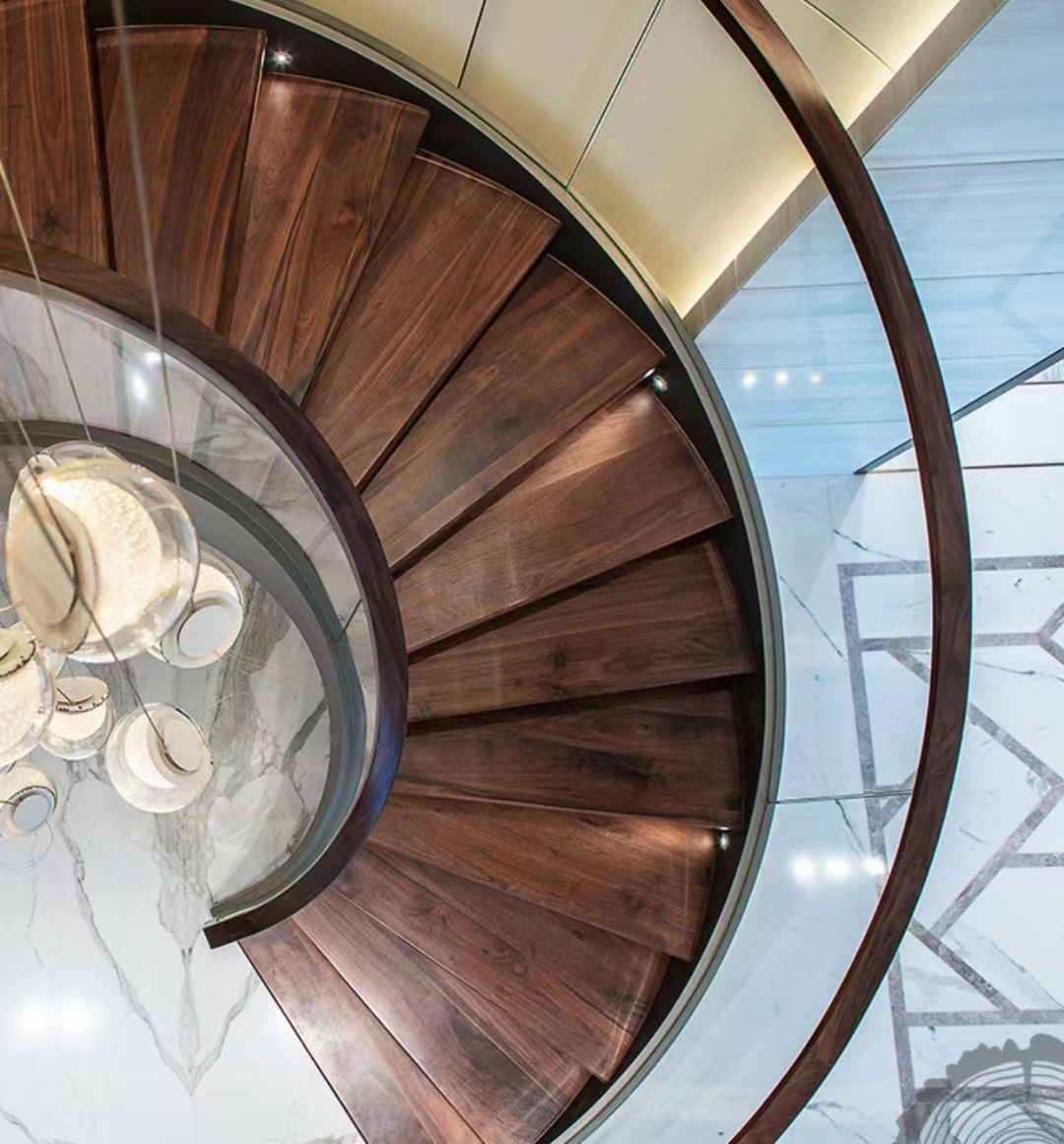 Luxury Villa Interior Staircase Steel Stringer Curved Staircase – leola