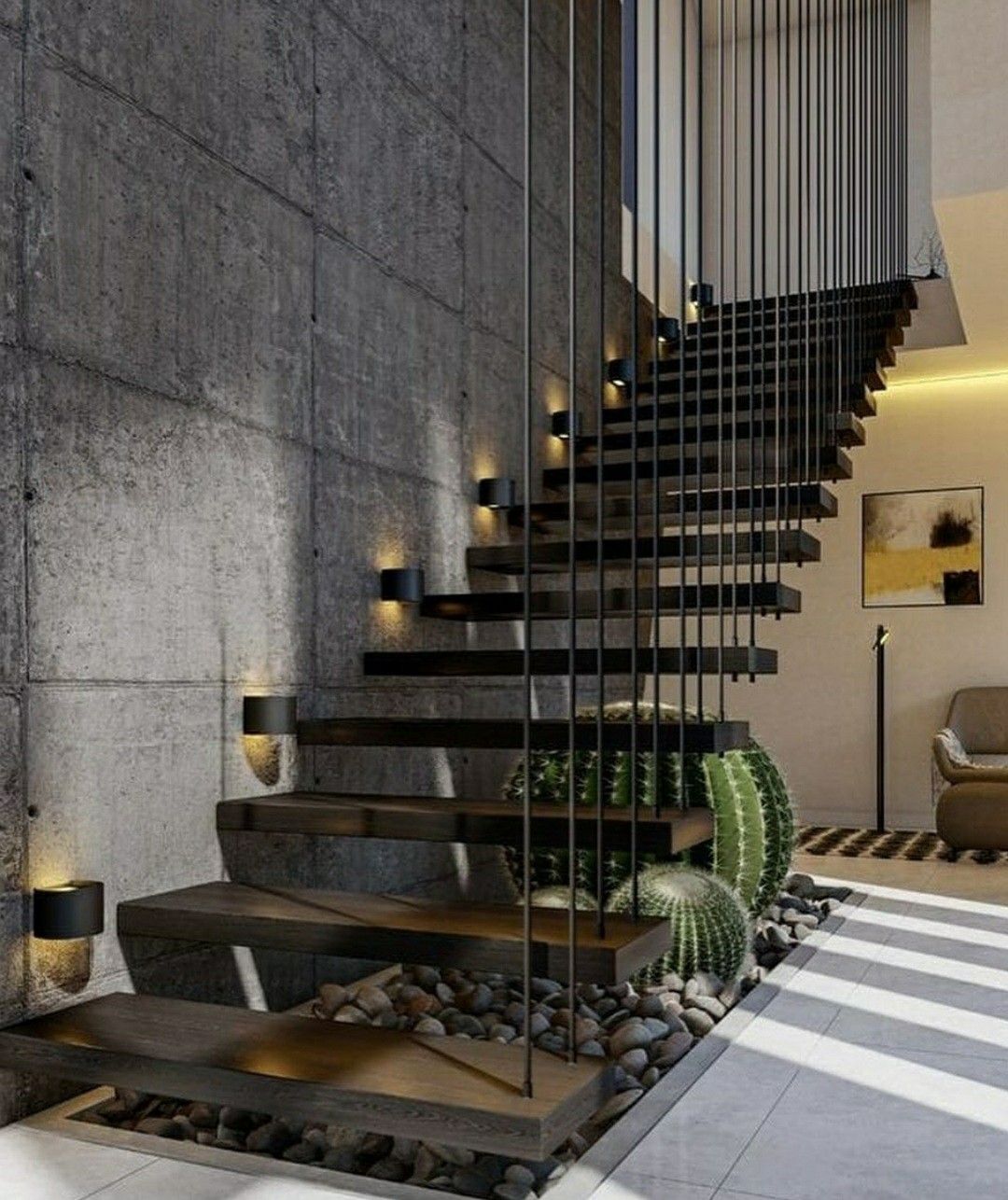LEOLA Precast Indoor Stairway Invisible Stringer Wooden Stair Floating ...