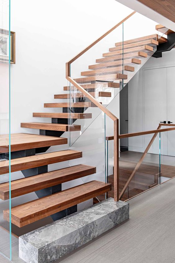 LEOLA Customized Mono Stringer U-Shape Modern Marble Steps Staircase ...